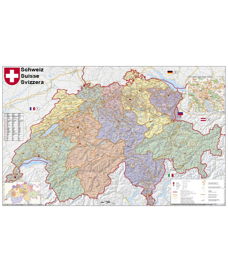 Postleitzahlenkarte Schweiz - Stiefel