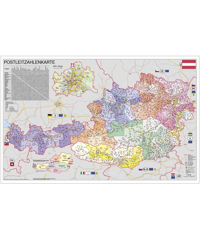 Postleitzahlenkarte Österreich - Stiefel